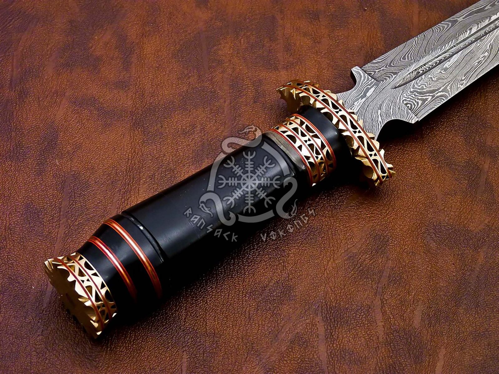 RK-501 Hand Made Damascus Steel Viking Dagger Knife Viking Knives Rose ...