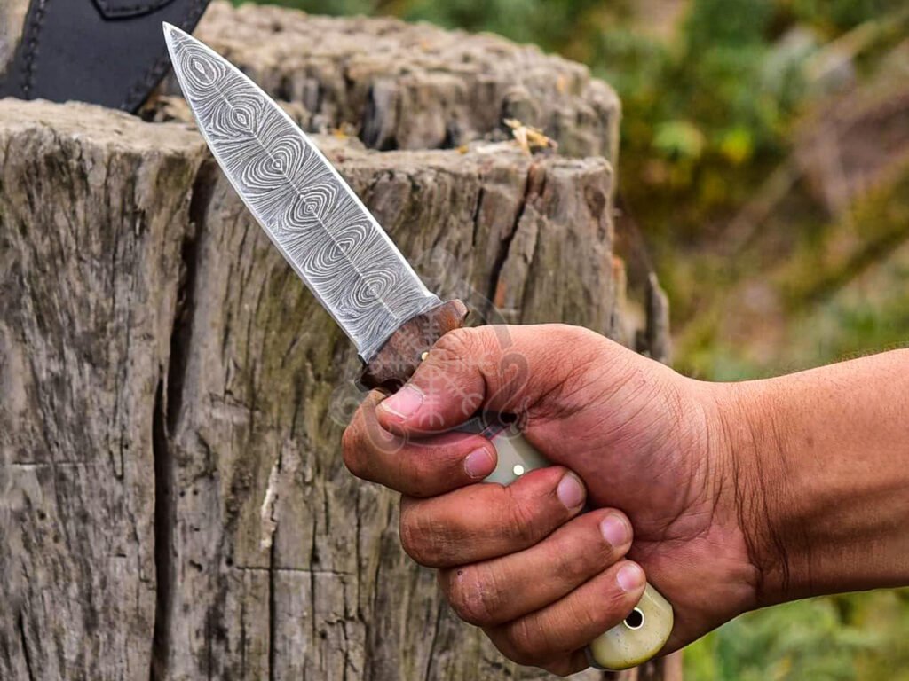 Handmade Damascus Dagger knife|Double Edge Knife with Sheath