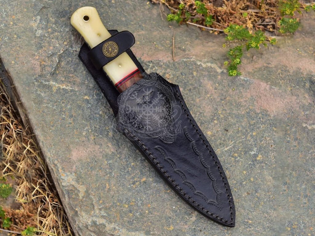 Handmade Damascus Dagger knife|Double Edge Knife with Sheath